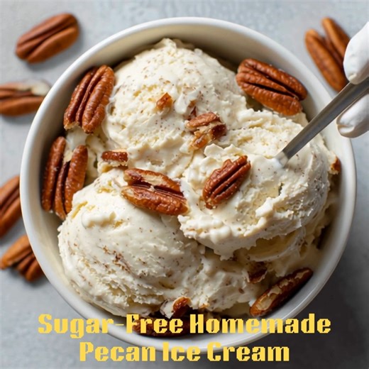 Sugar-Free Homemade Pecan Ice Cream 🍨🥥 Ultra-creamy, nutty, and perfectly sweet without sugar. 📝 Ingredients 2 cups heavy cream 1 cup unsweetened almond milk ½ cup allulose 1 tsp vanilla extract ½ cup toasted chopped pecans Pinch of salt 👩‍🍳 Steps to Create Whisk cream, almond milk, allulose, vanilla, and salt. Churn in an ice cream maker for 20–25 minutes. Add pecans during the last 5 minutes. Freeze 2–3 hours before scooping. 💡 Tips & Tricks Toast pecans in butter for deeper flavor. Add