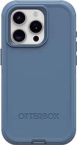 OtterBox iPhone 15 Pro (Only) Defender Series Case - Baby Blue Jeans (Blue), screenless, Rugged & Durable, with Port Protection, Includes Holster Clip Kickstand