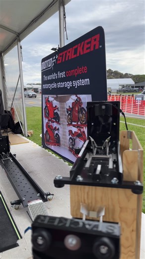 Introducing the Moto Stacker Motorcycle Storage and Lifting System – the ultimate solution for motorcycle enthusiasts seeking convenient and space-saving 🏍️ Located infield, amongst the Superbike Masters paddock 💪 Moto Stacker | Australian Motorcycle Grand Prix