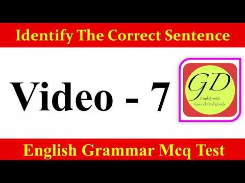 Video - 7 | Identify The Correct Sentence | English Grammar Test | English Mcq Test #grammarquiz 
