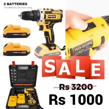 🔥Electric hand drill & Screwdriver machine 🔥Rs 1000 High power electric hand drill household rechargeable tool lithium electric drill multi function impact lithium electric drill Delivery around Mauritius🚚🇲🇺 Postage to Rodrigues available, For orders or more info, Inbox, Call or WhatsApp us on 5770 2667 Specifications: Motor Type Brush Motor Max. Drilling Diameter 20mm Grade DIY, Industrial Weight 1.9kg Brand Name tongrun Dimensions 29*25.5*7.5cm Speed Type Variable Speed Customized support