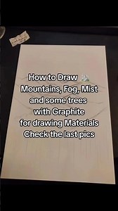 How to Draw ⛰️Mountains, Fog, Mist and some trees with Graphite for drawing Materials Check #shorts