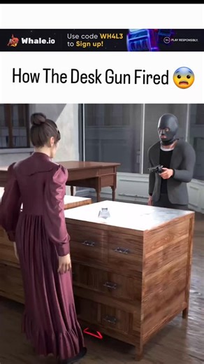 perce_ptiveyed on Instagram: "The post shares an animated video from zackdfilms illustrating a 1921 patented 'desk gun' by Harry McGrath, a spring-loaded cashier desk that flips upright via foot pedal during a robbery, firing a hidden revolver at the intruder while sliding cash into a locked drawer for protection. Patented as US1506348A, the mechanism aimed to deter armed hold-ups in shops but was never mass-produced owing to its unreliability, including easy misfires and alignment issues, as no