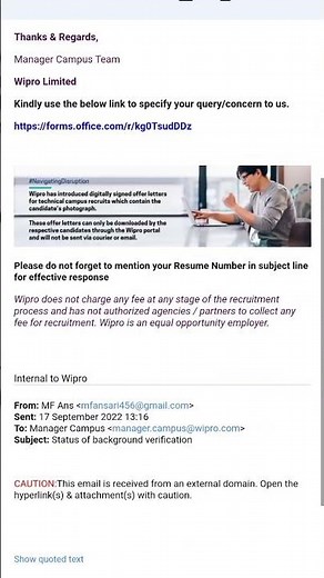 Wipro background verification status is green how to check