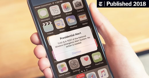 ‘Presidential Alert’ Goes to Millions of Cellphones Across the U.S.