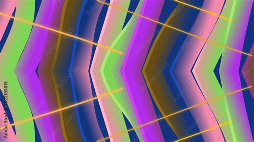 Abstract digital art with vibrant gradient curves and thin yellow lines