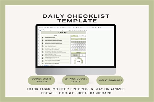 Daily Checklist Google Sheets Template, Task Tracker (digital Download) - Etsy