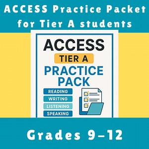 ACCESS Tier A WIDA Level 1 Practice Packet | ESL Test Prep for Newcomer ELLs