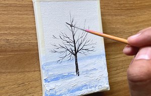 Bench under red autumn tree acrylic painting 🍂🪑. Canvas size-(4✖️6)inch. Thankyou ❤️ | Vinee Painting