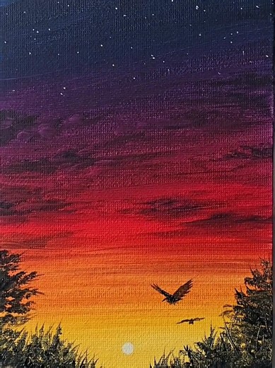Creating a Stunning Red Sunset with Acrylics