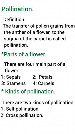 Pollination and its parts and kinds