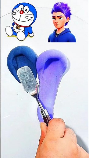 💜 Doraemon Color Mixing! 💙 Purple & Blue Mix 😱 ASMR Satisfying#shorts