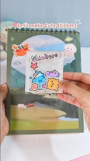 DIY Cute Stickers 🫧🪸 #diy #craft #papercraft #diystickers #diyideas