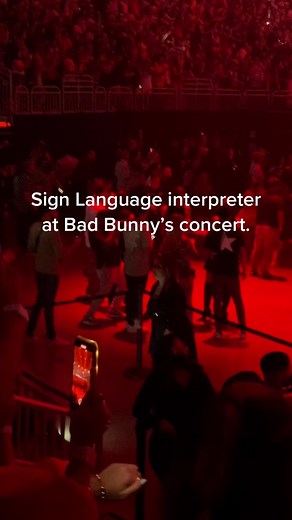 Sign language interpreter at @Bad Bunny concert in #puertorico. @Chencho Corleone #guatauba #reggaeton #concert #signlanguage