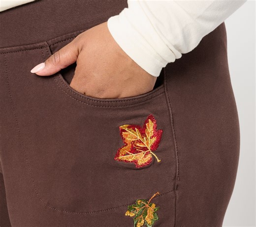 Quacker Factory Regular DreamJeannes Hello Autumn Embroidery Pant - QVC.com