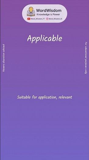 What does "Applicable" mean? | English vocabulary shorts | #applicable #wordwisdom