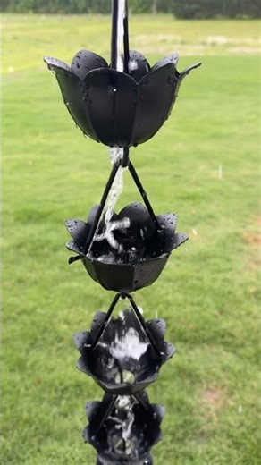 Rain Chains in action | #rainchain #architecture #gutter #gardendecor #construction #builder #shorts