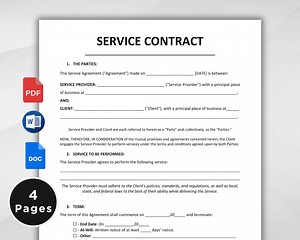 Printable Service Contract Templates. Services Contract Agreement. Service Contract Form. Editable Google Docs, Word, PDF. Instant Download - Etsy