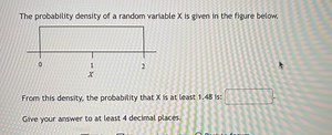 The probability density of a random variable X is given in the ... | Filo