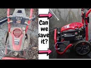 Husky 2600 2.4 power washer pump replacement carb rebuild and starter rewind