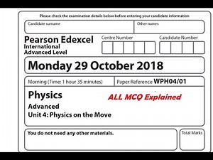 Physics Edexcel Physics Unit 4 October 2018 IAL MCQ