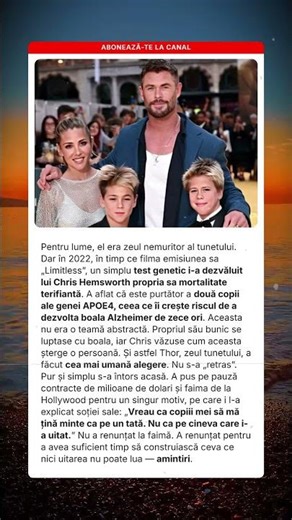 Chris Hemsworth Alege Familia Amintirile