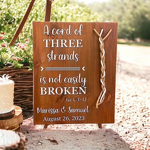 Bible Verse Wooden Sign Large, Ecclesiastes 4 12, Christian Wedding, Cord of 3 Strands, Gift for Couple, Rustic Wedding Sign, Wedding Gifts - Etsy