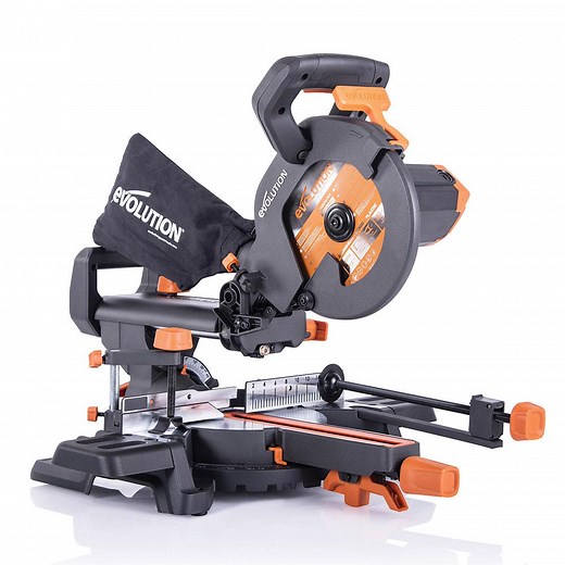 Evolution R210SMS  210mm Sliding Compound Mitre Saw With TCT Multi-Material Cutting Blade