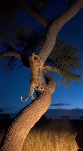 Savage Leopard Lifts Its Prey Into a Tree at Night | Nature Caught on Camera