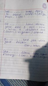 Fill in the blanks with the appropriate modal verbs:We _ leav... | Filo