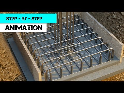 Centered Column - Isolated Footing Reinforcement (step by step construction animation)