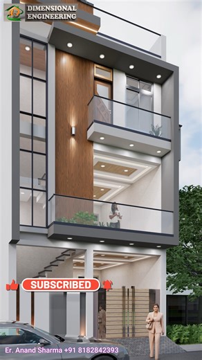 19x49 House Design 3D Animation #houseanimation #front_elevation #housedesign | Dimensional Engineering