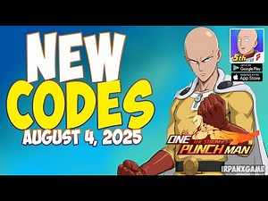 ONE PUNCH MAN: The Strongest Update New Gift Codes August 4, 2025 |How to Redeem Codes - Redeem NOW🎁
