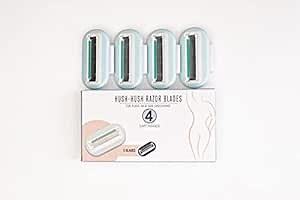 Refills for Hush-Hush Bikini Razor For Women (4 Count) - Pubic Hair Removal Shaving Cartridges - 5-Blades with Nourishing Gel Strip - For Sensitive Skin-Trimmer Shavers for Intimate Area Grooming