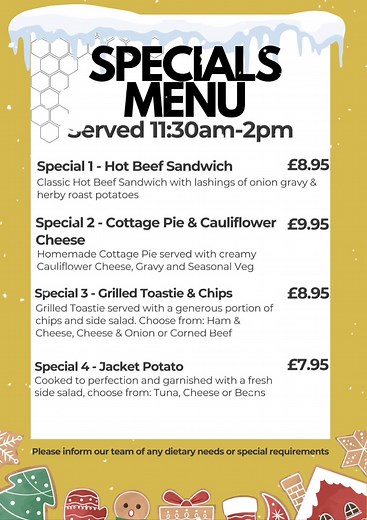 Have you tried our Specials this week? With the cold weather setting in, we have the perfect menu of comforting soul food perfect to warm you up! 🔥 Open 8:30-8pm today! ⏰ Cakes, Coffees, Specials, Savouries all available for eat in or takeaway! 🥡 | Beehive Coffee Shop Pantry