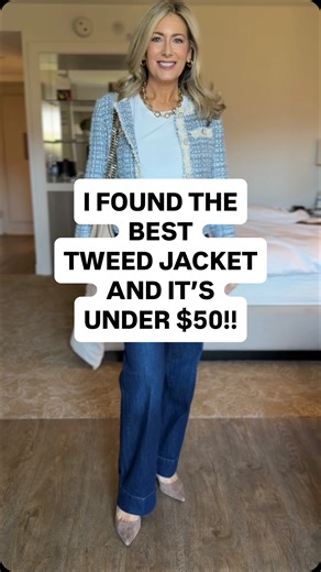 2.9K views · 36 reactions | I have been on the hunt for an expensive looking, high quality tweed jacket that isn’t actually expensive, and I found one! It comes in 3 colors, sizes XS-XL, fast shipping and it’s &49.99. I think it’s going to sell out quickly! Comment LINKS and I’ll send you a DM with links to the whole outfit! | MsGoldgirl | Facebook