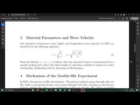 The Two- Slit Experiment in Material Space Theory