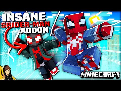 WEB SWINGING, COMBAT & TONS OF SUITS!?! | Minecraft Bedrock [Spider-Man Addon]