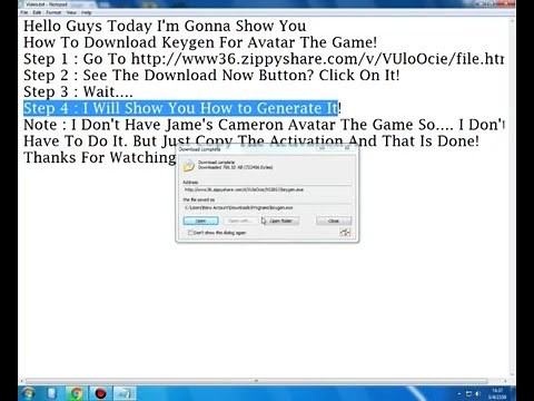 How To Download The Keygen For Jame's Cameron Avatar The Game And Tutorial On How To Know Your ID