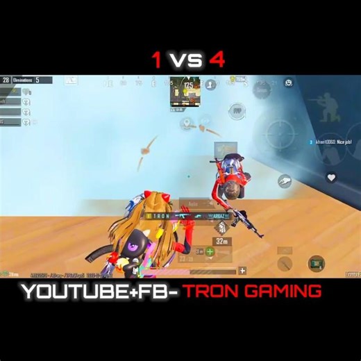 1 vs 4 🔥🔥🔥 wait for end 💀💀