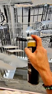 Creating a Winter Scene out of snow spray! 😍 Let me know your thoughts on this! #snowspray #snowart #snowwindows #xmasdecorations #Christmas #snowwindows | Snow Windows