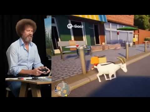 **Bob Ross Plays Goat Simulator | AI Parody Short**