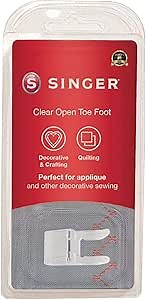 SINGER | Open Toe Foot Presser Foot, Underside Groove Allows Dense Stitches, Ribbons & Trims to Feed Smoothly Under The Foot - Sewing Made Easy