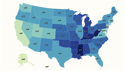 Map shows states that depend most on Social Security checks