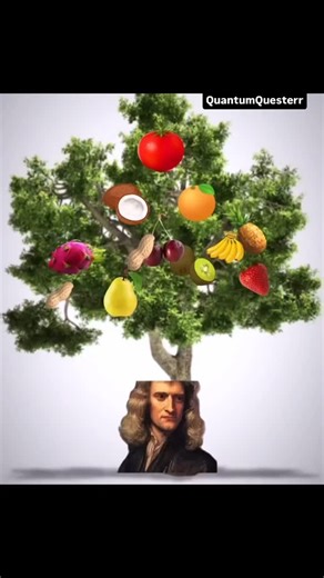 𝗤𝘂𝗮𝗻𝘁𝘂𝗺𝗤𝘂𝗲𝘀𝘁𝗲𝗿𝗿 : Powered by Atoms and Ambition on Instagram: "The Moment the Universe Made Sense... 🍎🌍 We all know the legend: an apple falls on Isaac Newton’s head, and suddenly, the laws of the universe are revealed. But this video takes it to a whole new level! Watch as Newton sits under a tree of possibilities, dodging every fruit until the right one hits home. The transition from a simple falling apple to a complex 3D coordinate system and spherical geometry represents tha