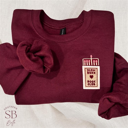 Slow Burn Book Club Embroidered Sweatshirt, Just One More Chapter, Book Club Crewneck, Bookish Sweatshirt, I'd Rather Be Reading Crewneck - Etsy