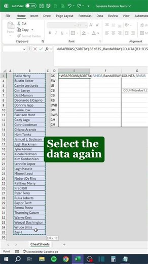 How to Generate Random Teams in Excel‼️ #excel