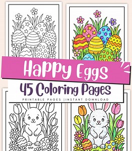 Easter Egg Coloring Pages for Kids – Fun Spring Designs, Easy Printable Activity Sheets - Etsy