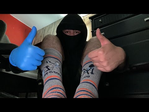 ASMR Leg and Sock Scratching + Latex Gloves [Male Whispering, Skin Sounds and Triggers]