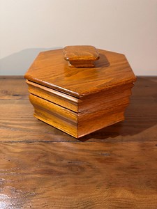 Vintage Handcrafted Oak Keepsake Box | Solid Oak Trinket Box | Rustic Wooden Storage Box | Farmhouse Shelf Decor - Etsy